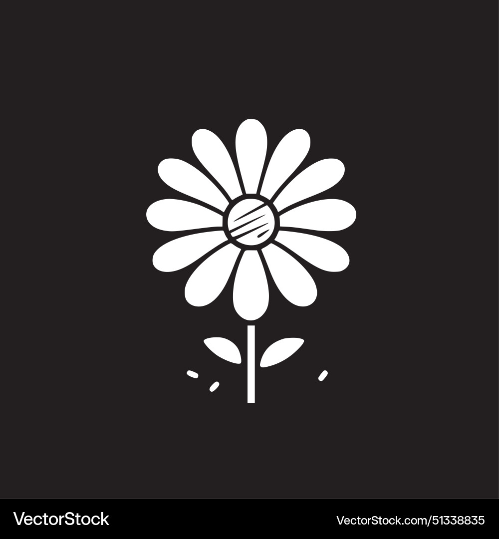 Daisy - black and white Royalty Free Vector Image