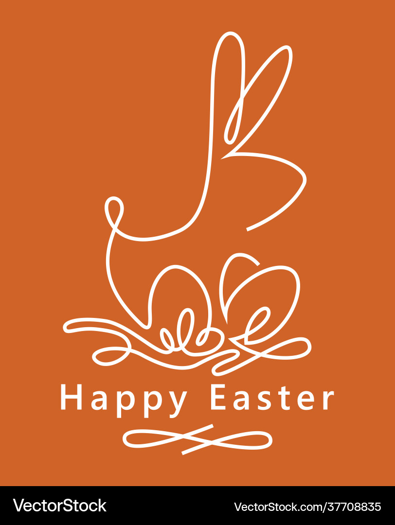 Easter bunny - outline Royalty Free Vector Image
