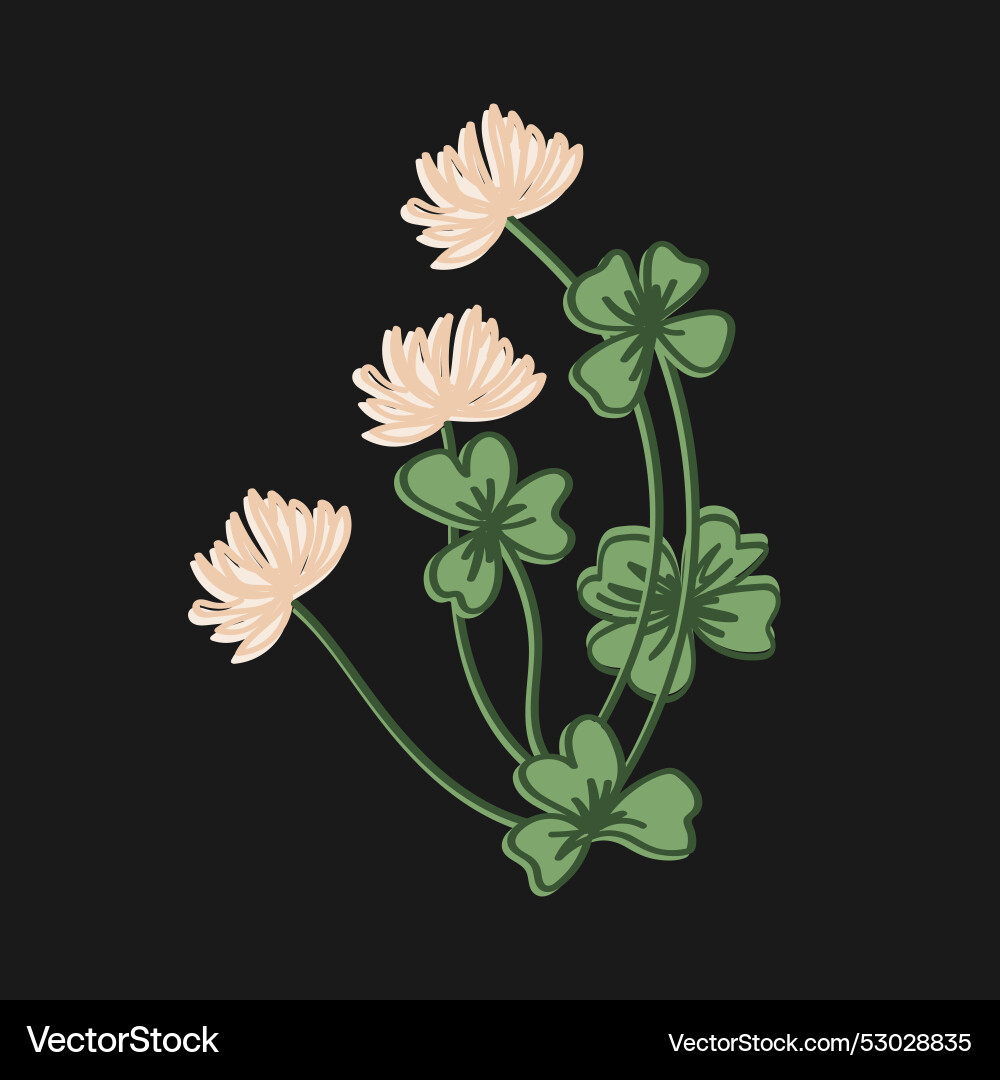 Four and three leaf clover flower Royalty Free Vector Image