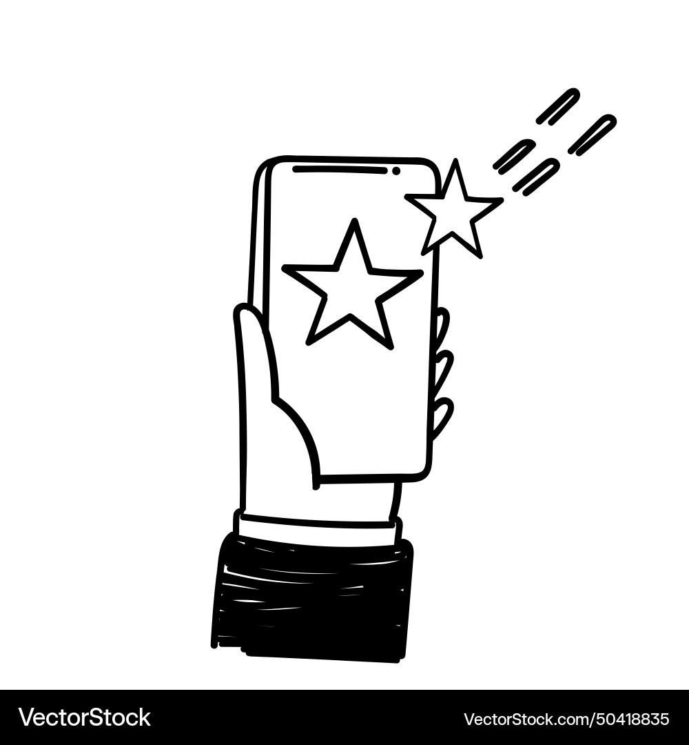 Hand drawn doodle mobile phone with star symbol Vector Image