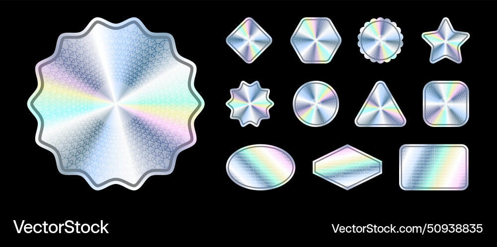 Hologram sticker holographic stickers Royalty Free Vector