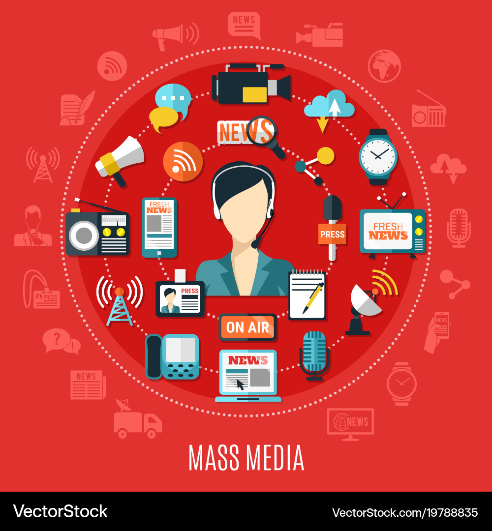 Mass media round design concept Royalty Free Vector Image