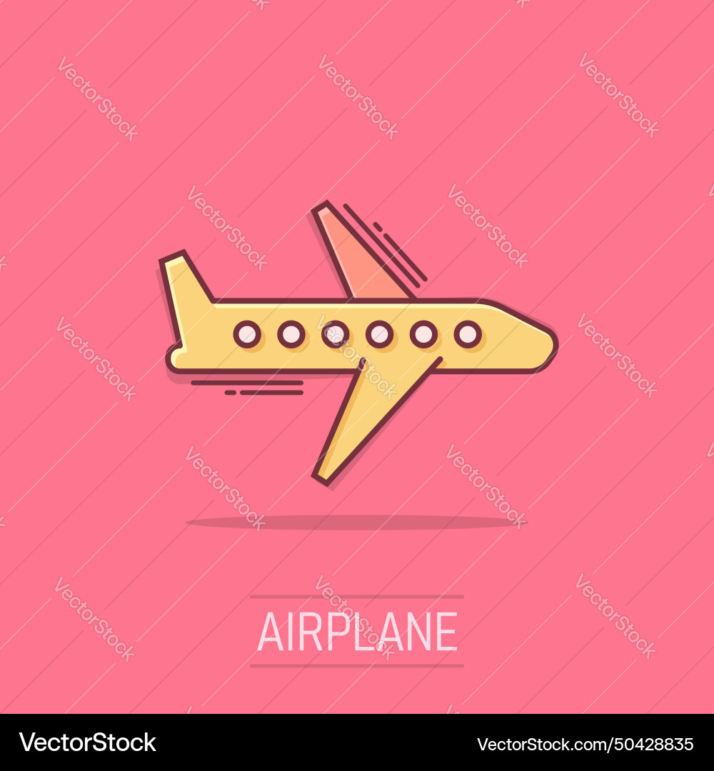 Plane icon in comic style airplane cartoon Vector Image