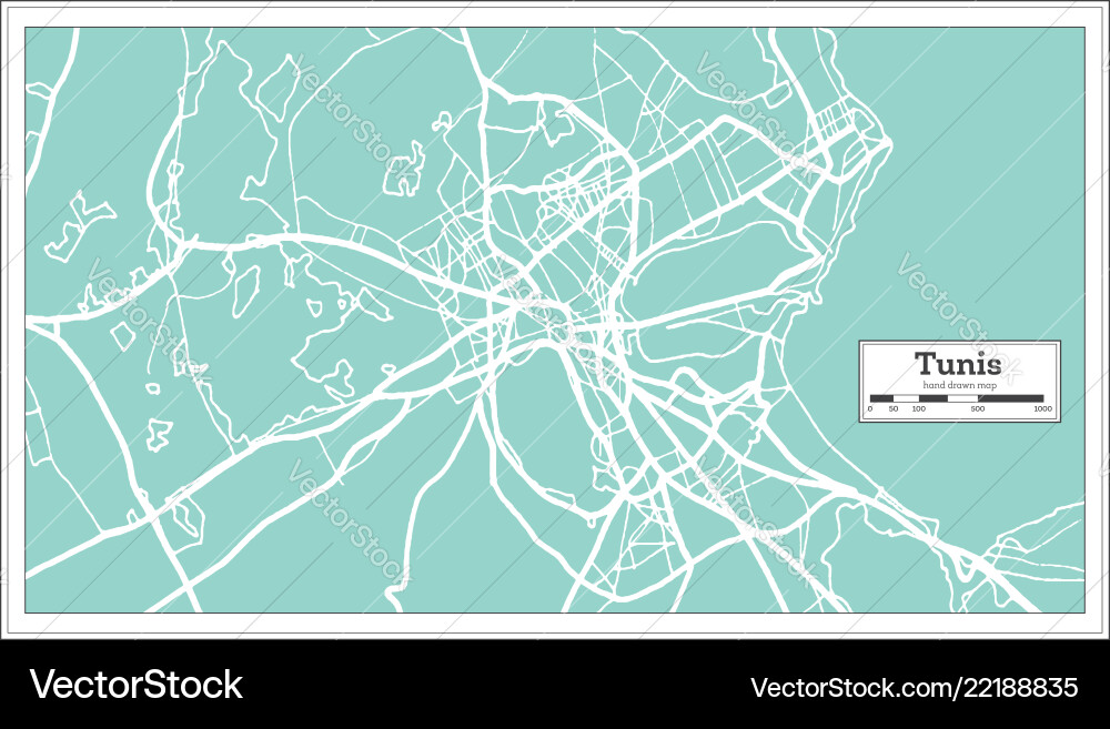 Retro Tunis City Map Royalty Free Vector Image