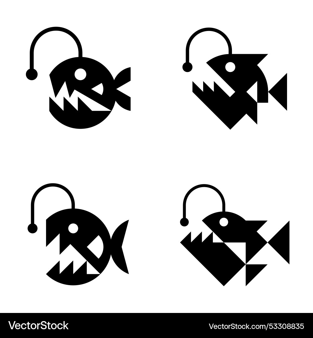 Set of anglerfish logo Royalty Free Vector Image