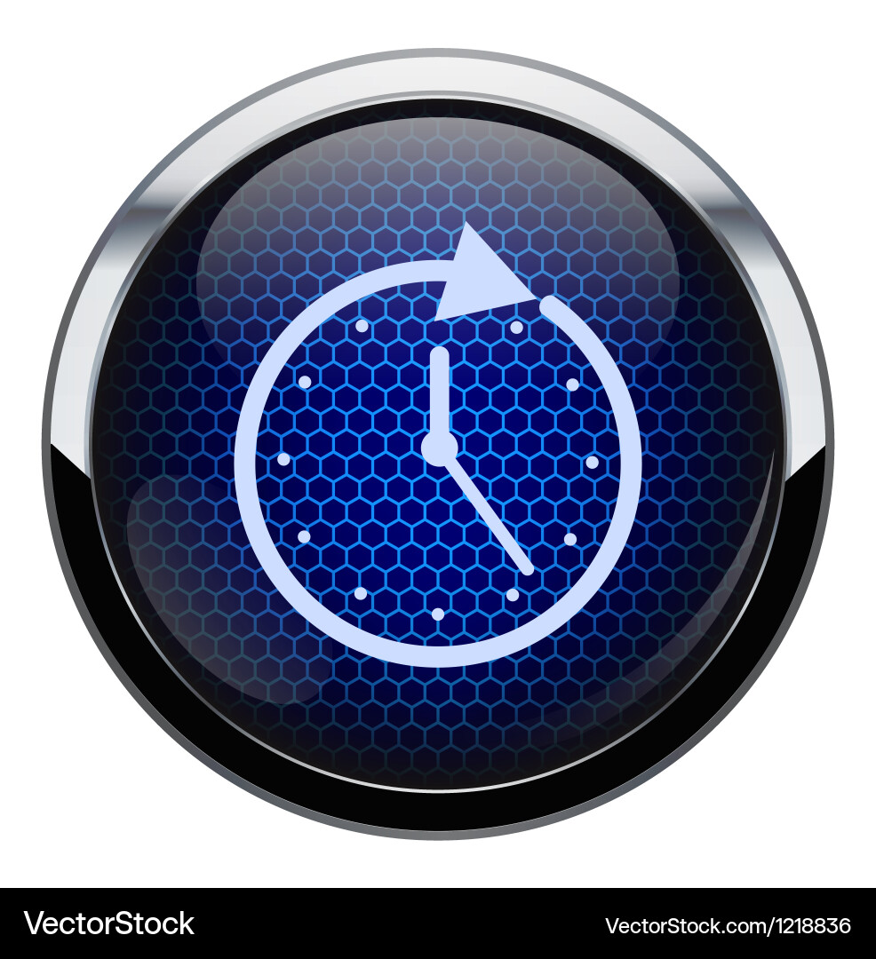 Blue honeycomb clock icon Royalty Free Vector Image
