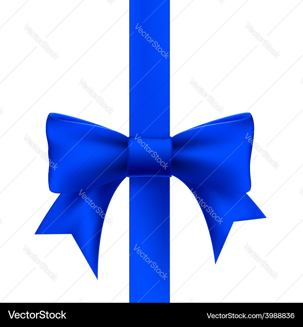 Blue ribbon with a bow Royalty Free Vector Image