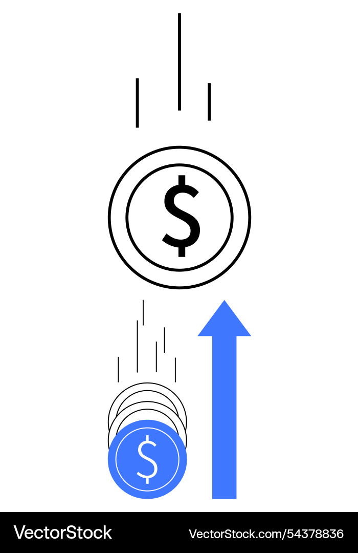 Falling coins with dollar signs transform Vector Image