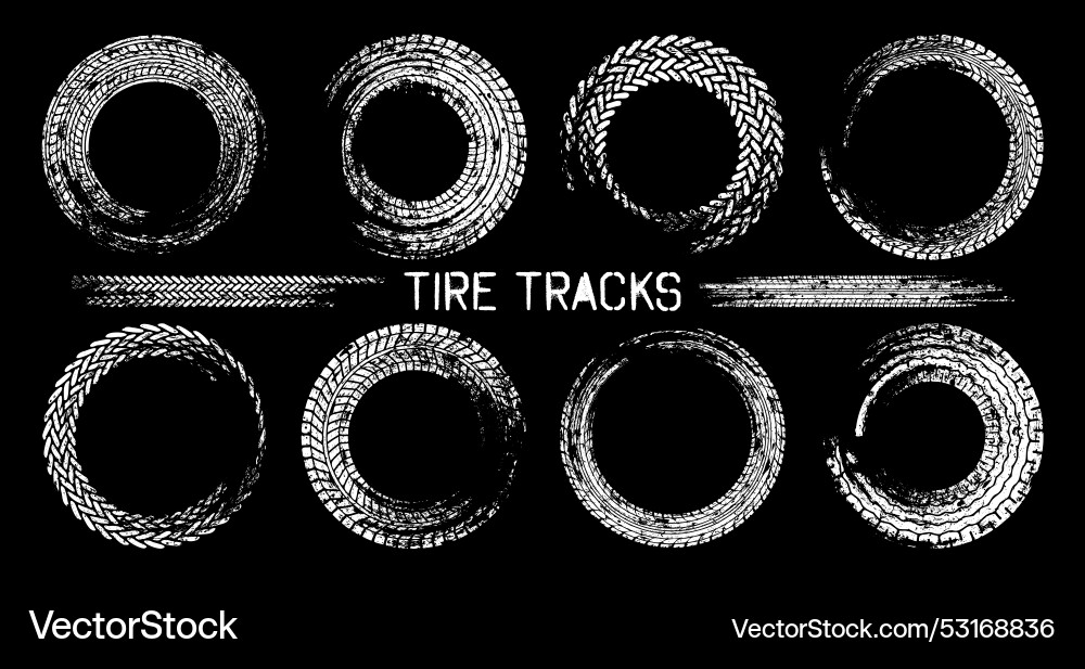 Grunge circle tire tracks wheel braking marks Vector Image