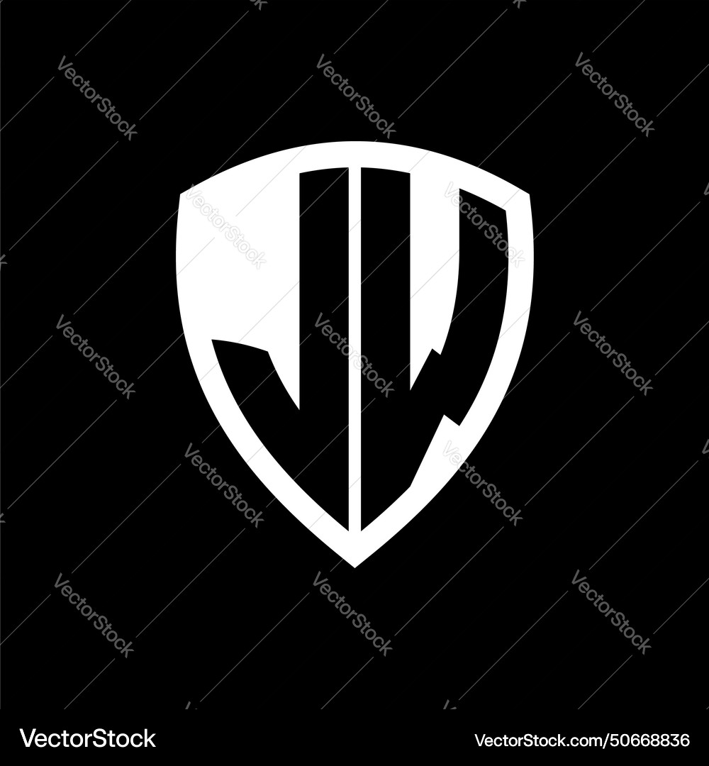 Jw monogram logo with bold letters shield shape Vector Image