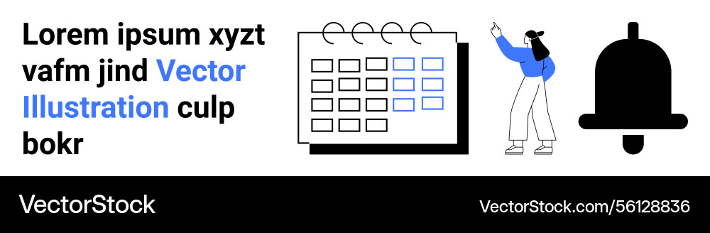 Planner with calendar notification bell Royalty Free Vector