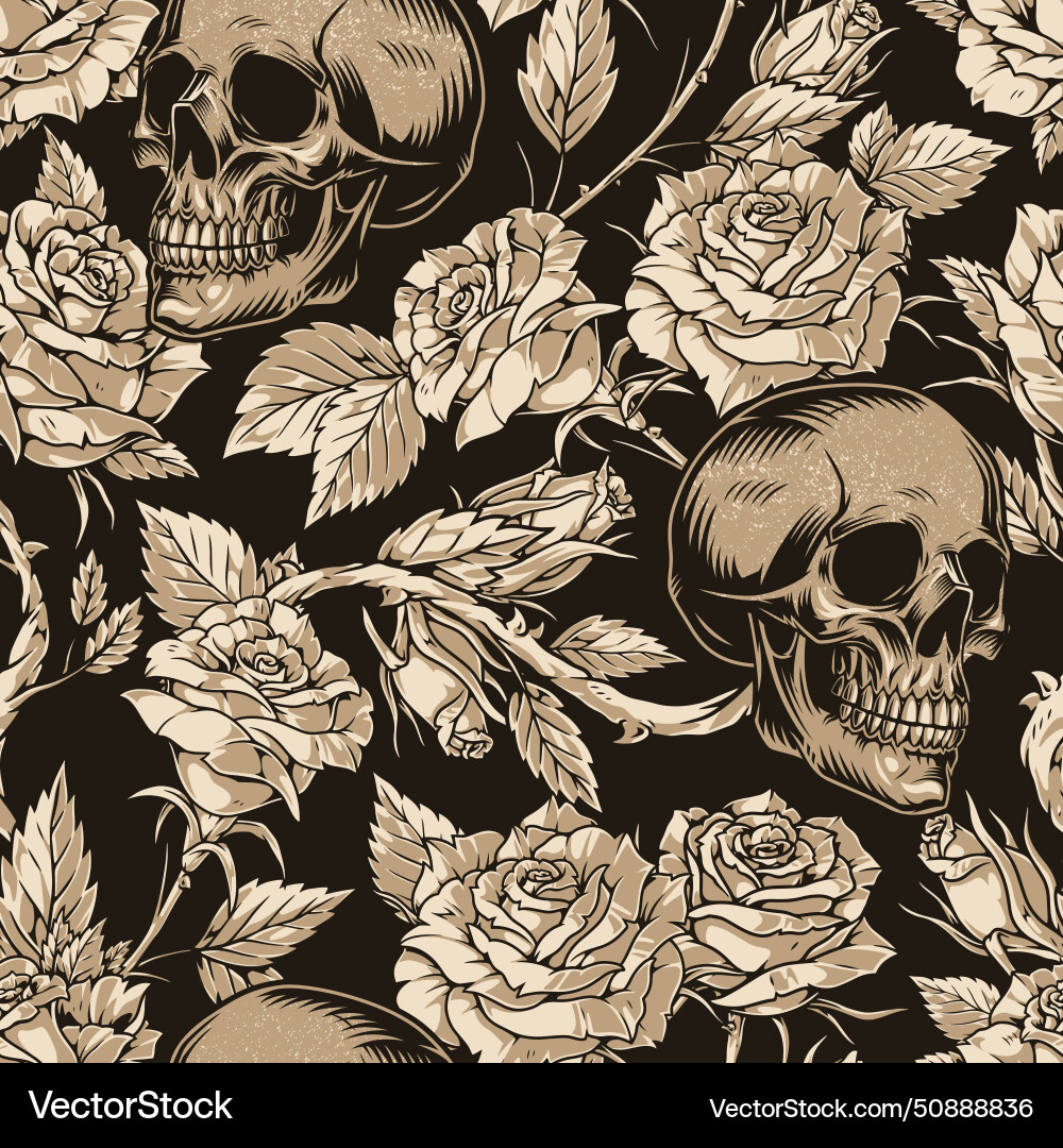 Scary floral seamless pattern monochrome Vector Image