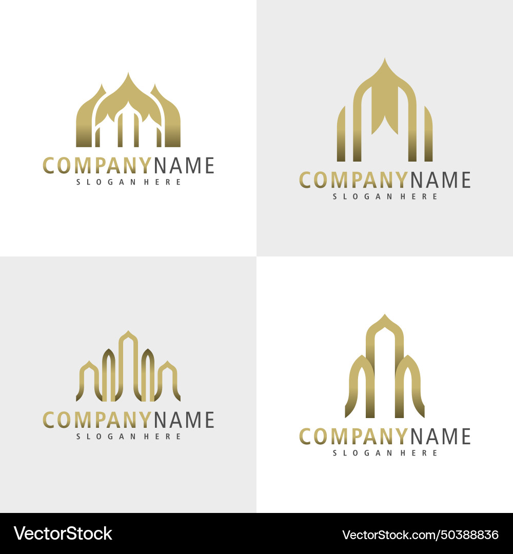 Set of mosque logo design creative Royalty Free Vector Image