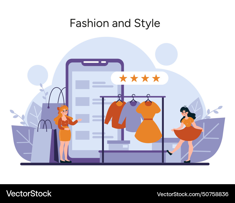 Shoppers engage with the latest trends selecting Vector Image