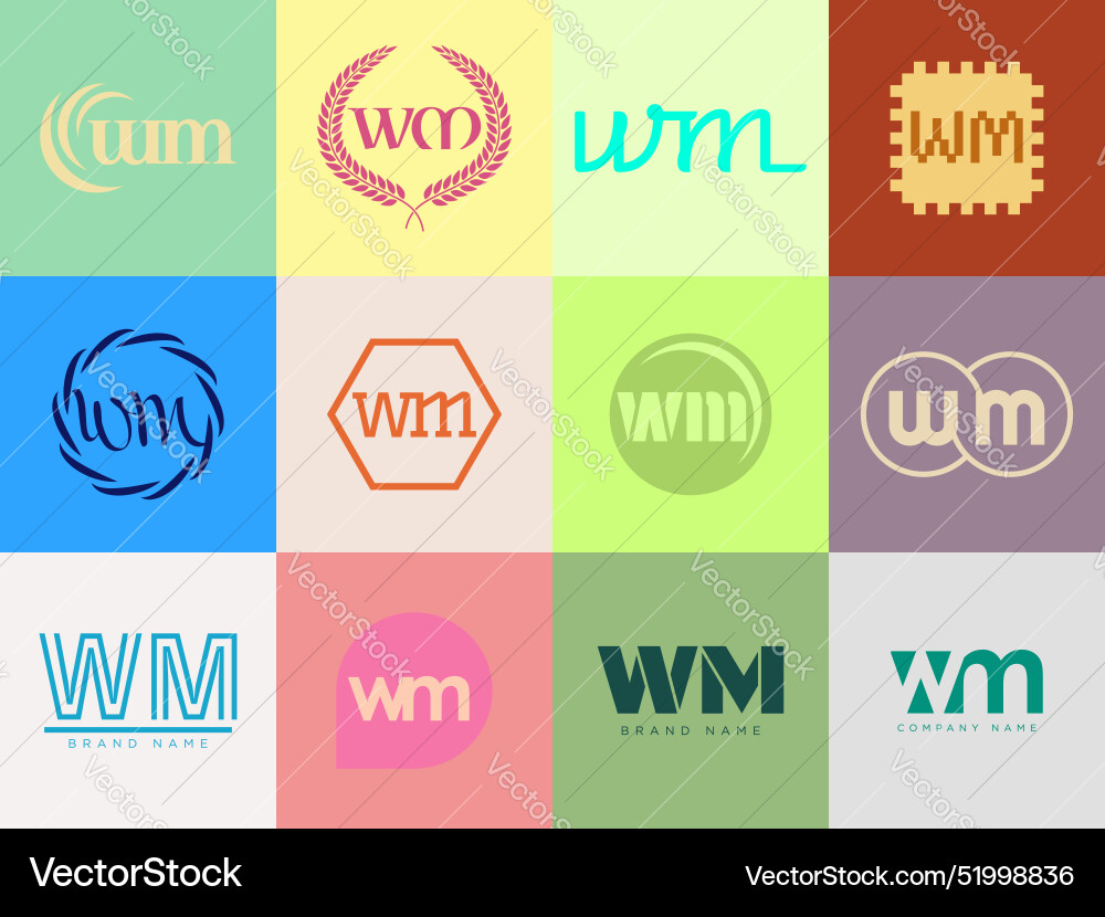 Wm logo company template letter w and m logotype Vector Image
