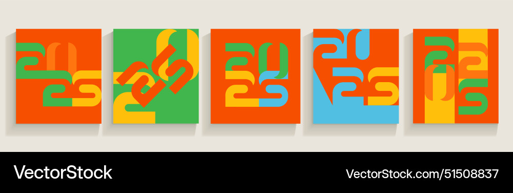 2025 new year cards with creative numbers Vector Image