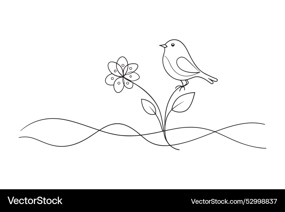 A delicate drawing featuring vibrant flower Vector Image