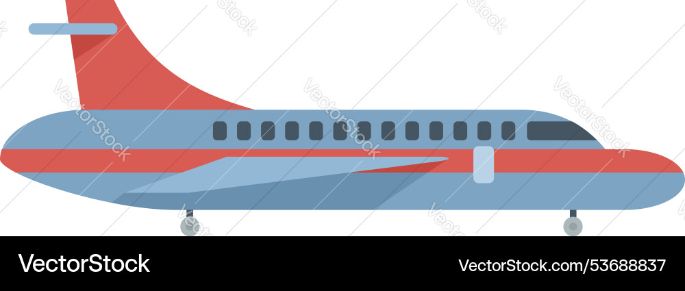 Big red and blue passenger airplane taking off Vector Image