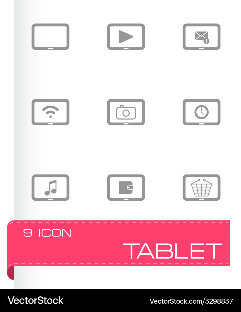 Black tablet icon set Royalty Free Vector Image