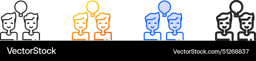 Boys iconthin linear gradient blue stroke Vector Image