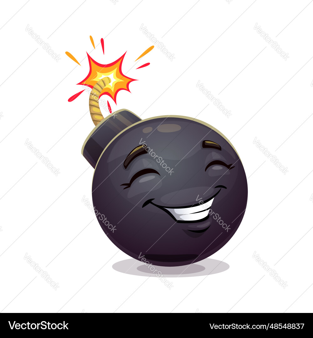 Cartoon bomb character with a glowing smile Vector Image
