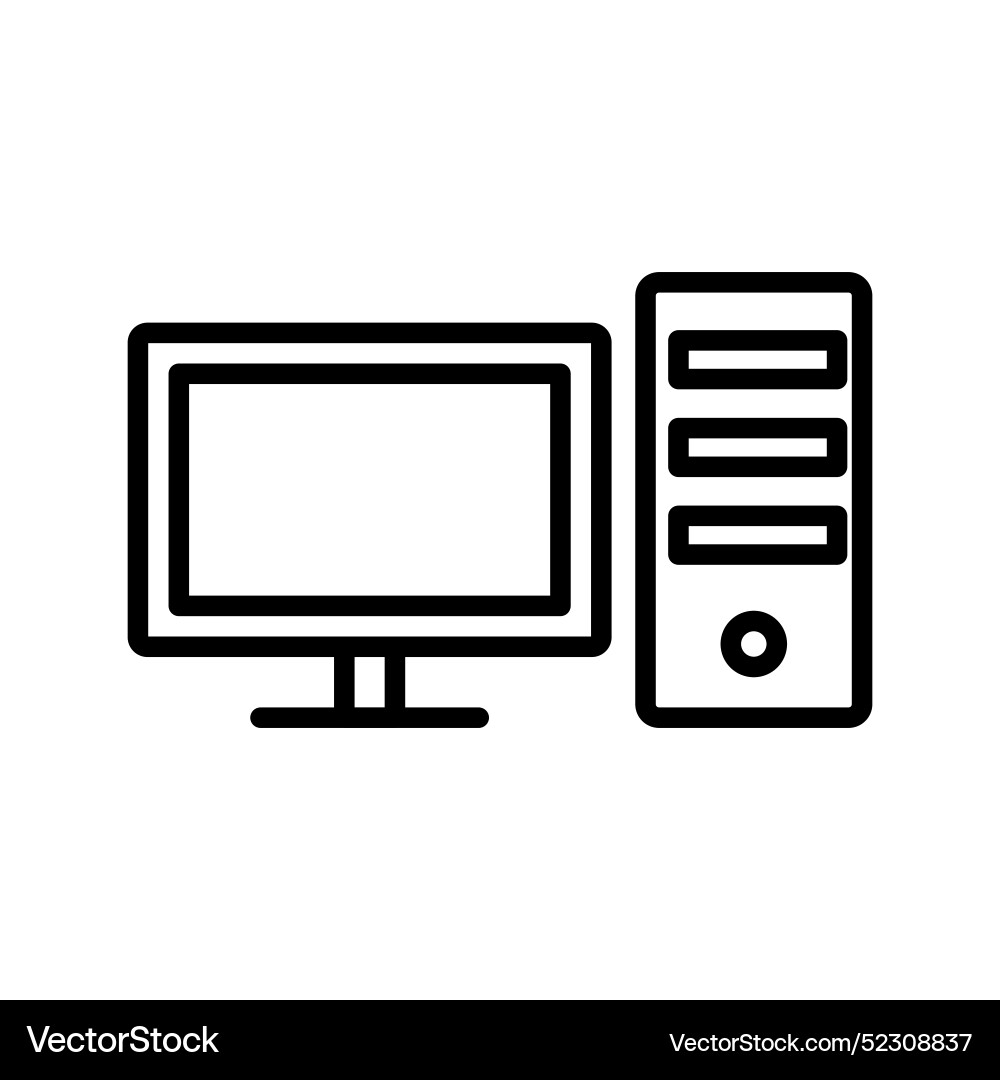 Computer icon linear logo mark in black and white Vector Image