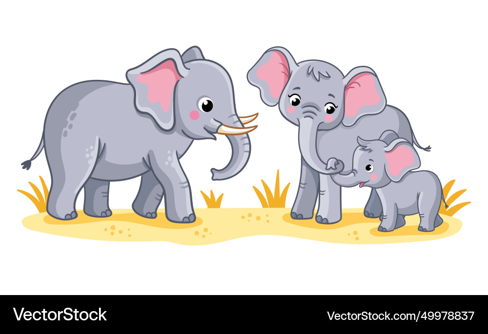 Cute elephant family on a white background Vector Image