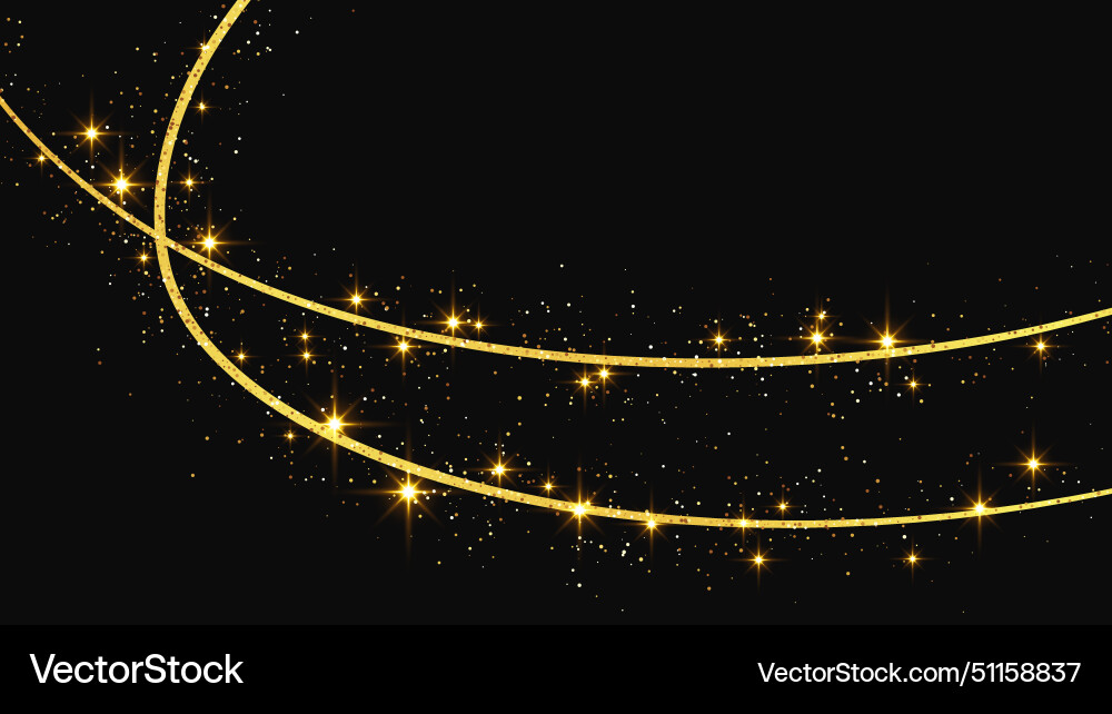 Gold glittering confetti wave and stardust Vector Image
