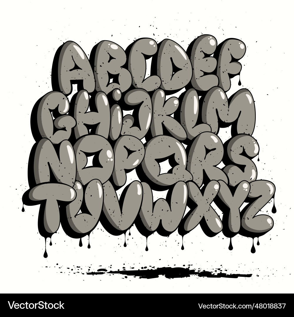 Graffiti bubble alphabet letters Royalty Free Vector Image