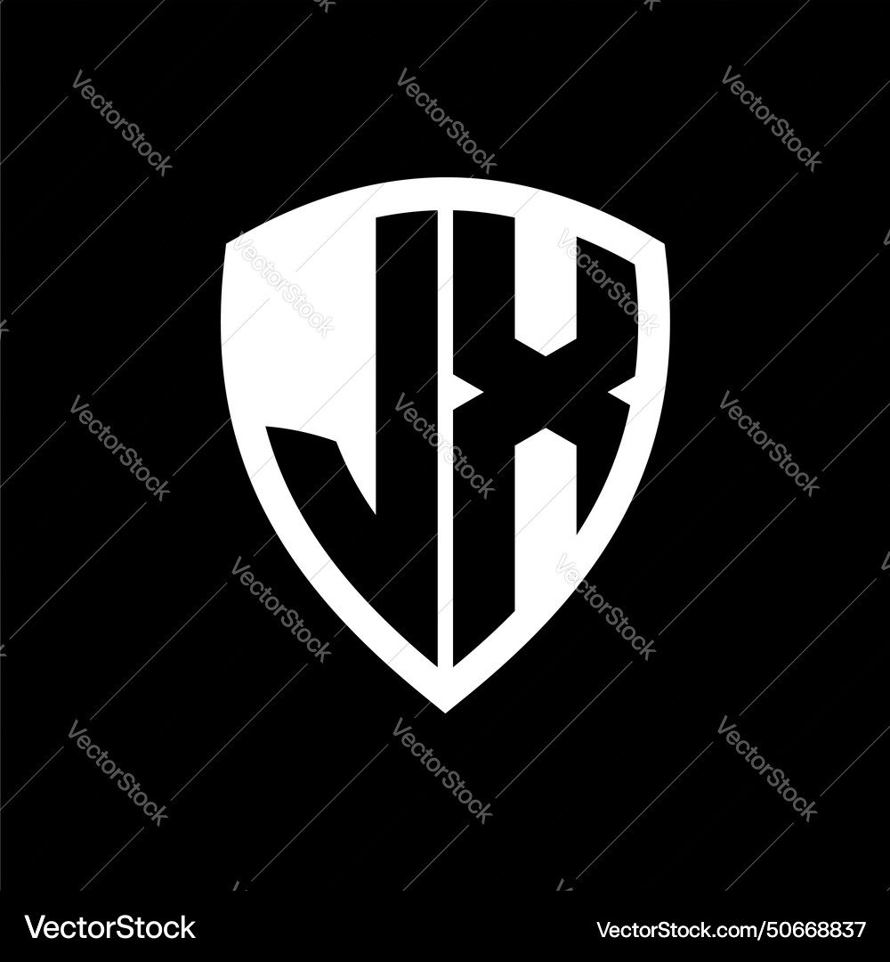 Jx monogram logo with bold letters shield shape Vector Image