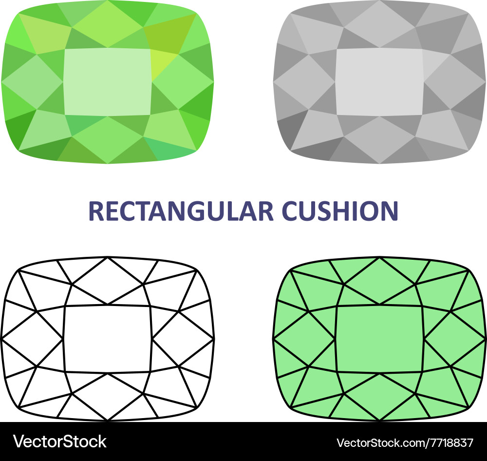 Rectangular cushion gem cut Royalty Free Vector Image
