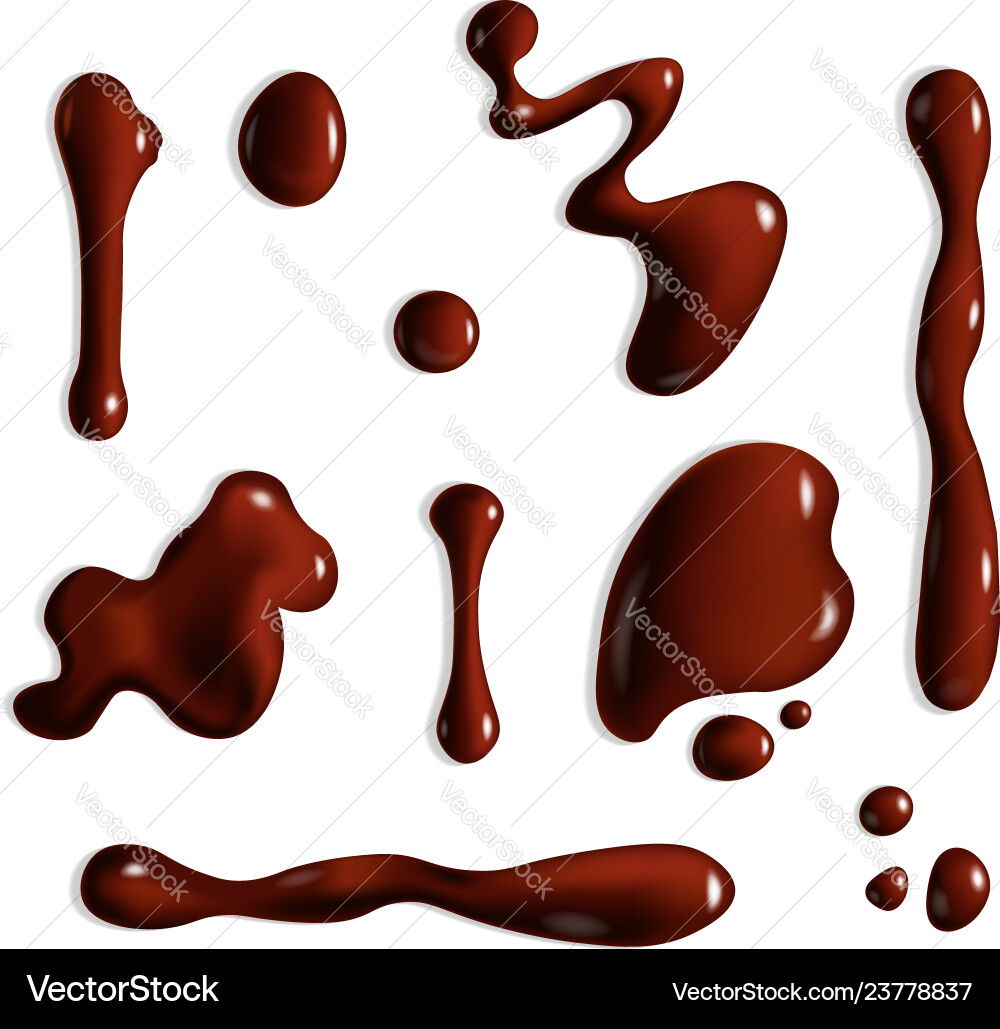 Set of different realistic melted chocolate drops Vector Image