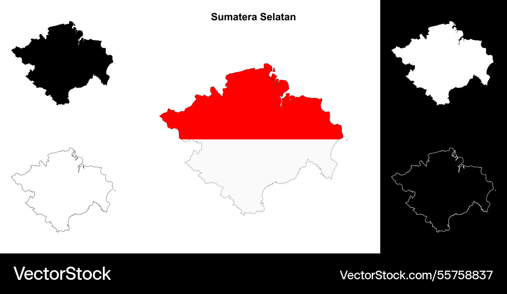 Sumatera selatan outline map Royalty Free Vector Image