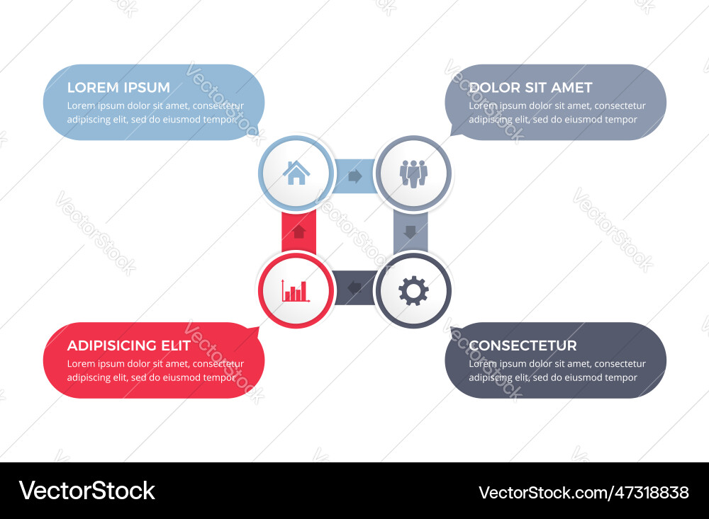 Circle infographic template with four elements Vector Image