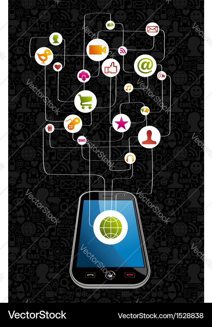 Global social media mobility Royalty Free Vector Image