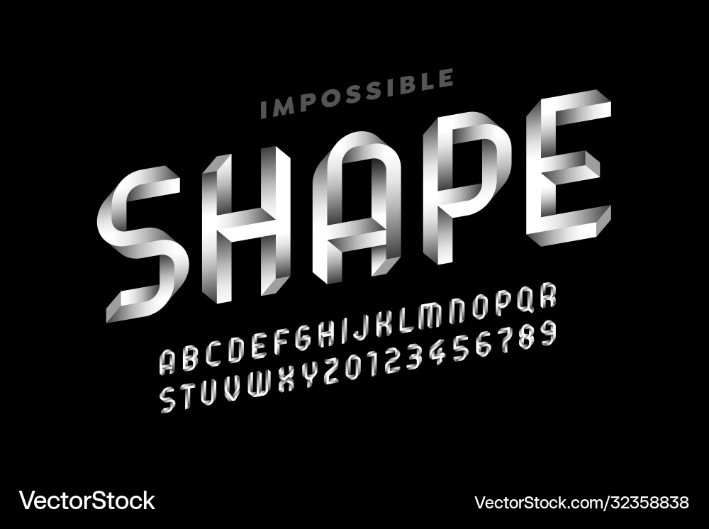 Impossible shape style font Royalty Free Vector Image