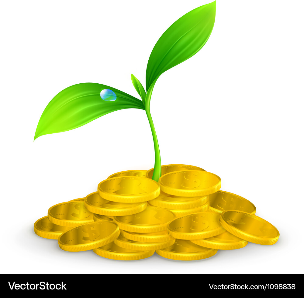 Plant and coins 10eps Royalty Free Vector Image