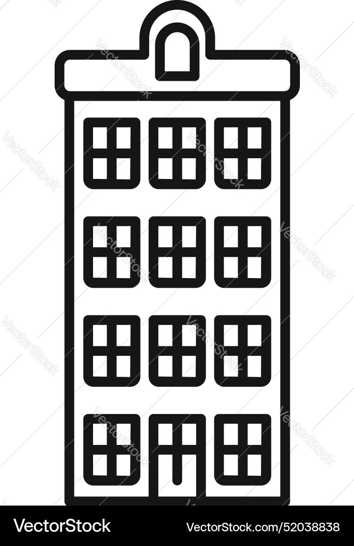 Tall building with many windows line art drawing Vector Image