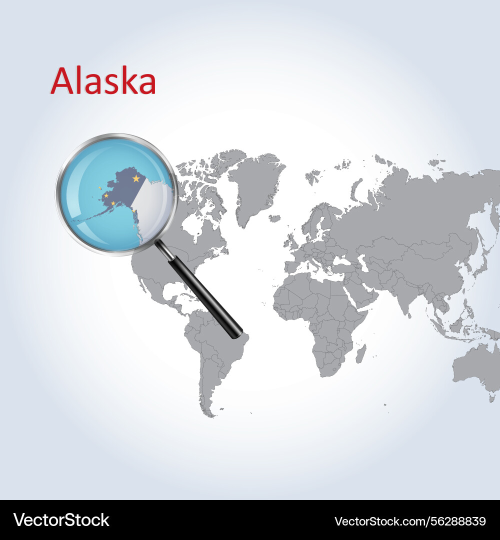 Alaska Flag Map Magnification Royalty Free Vector Image