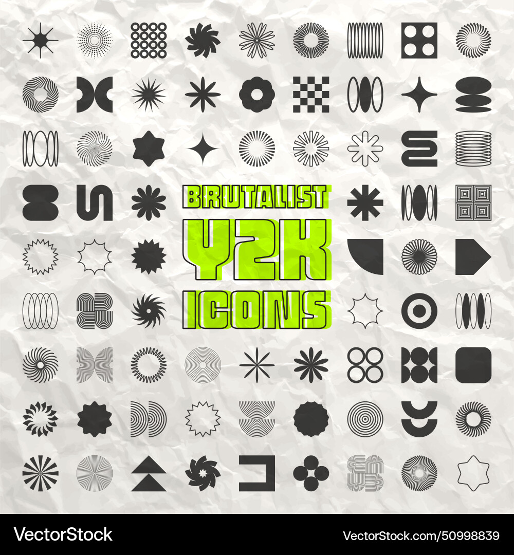 Brutalist geometric shapes symbols simple Vector Image