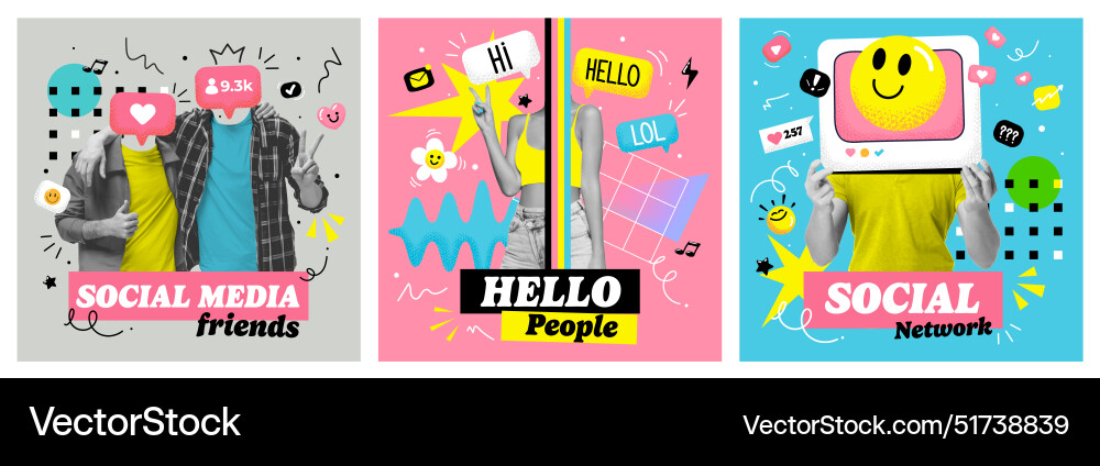 Collage poster design - bsocial media Royalty Free Vector