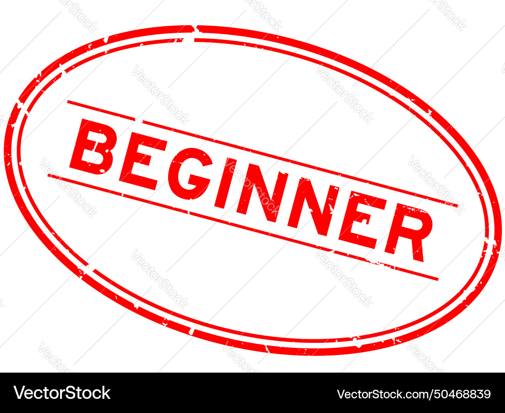 Grunge red beginner word oval rubber seal stamp Vector Image