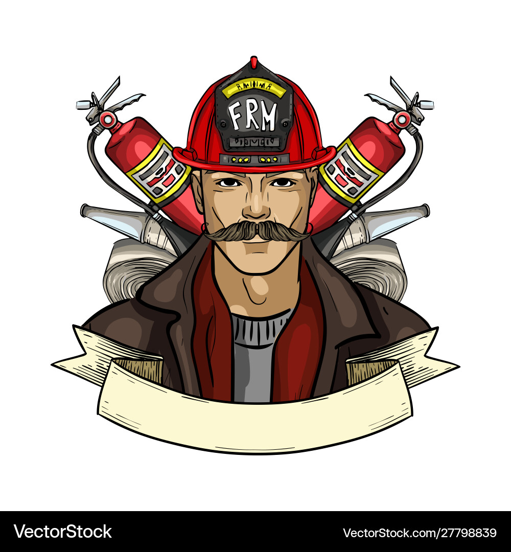 Hand drawn sketch fireman icon Royalty Free Vector Image