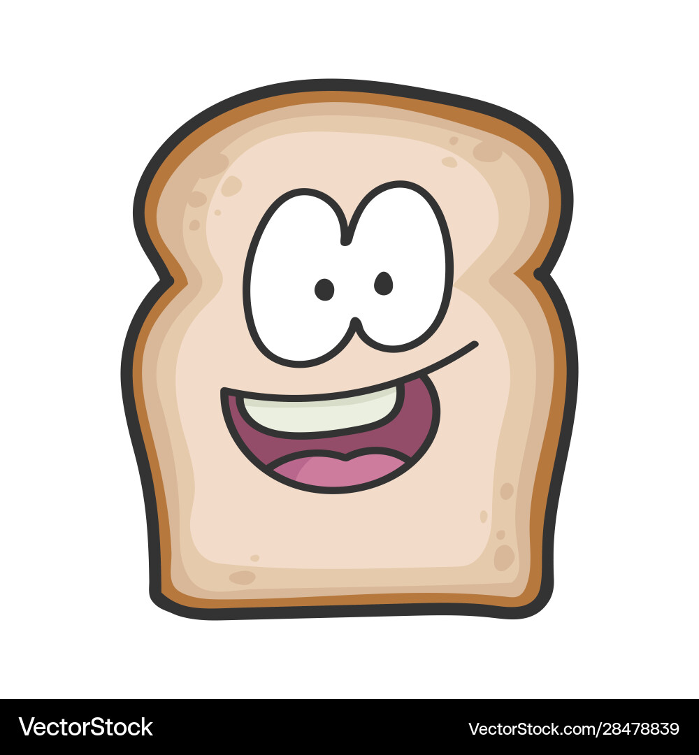 Happy smiling slice bread cartoon Royalty Free Vector Image