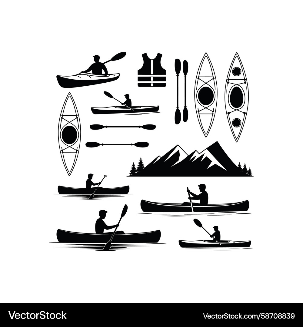 Kayaking Silhouettes Royalty Free Vector Image