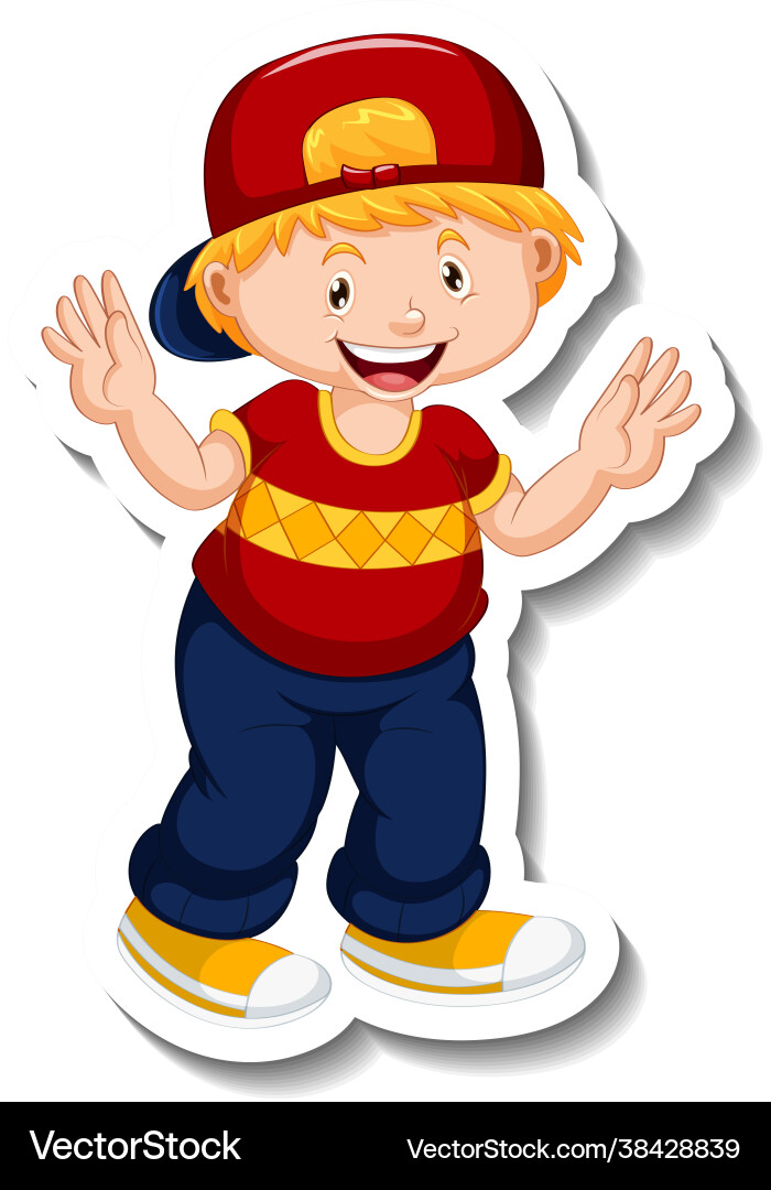 Sticker template with a boy cartoon character Vector Image