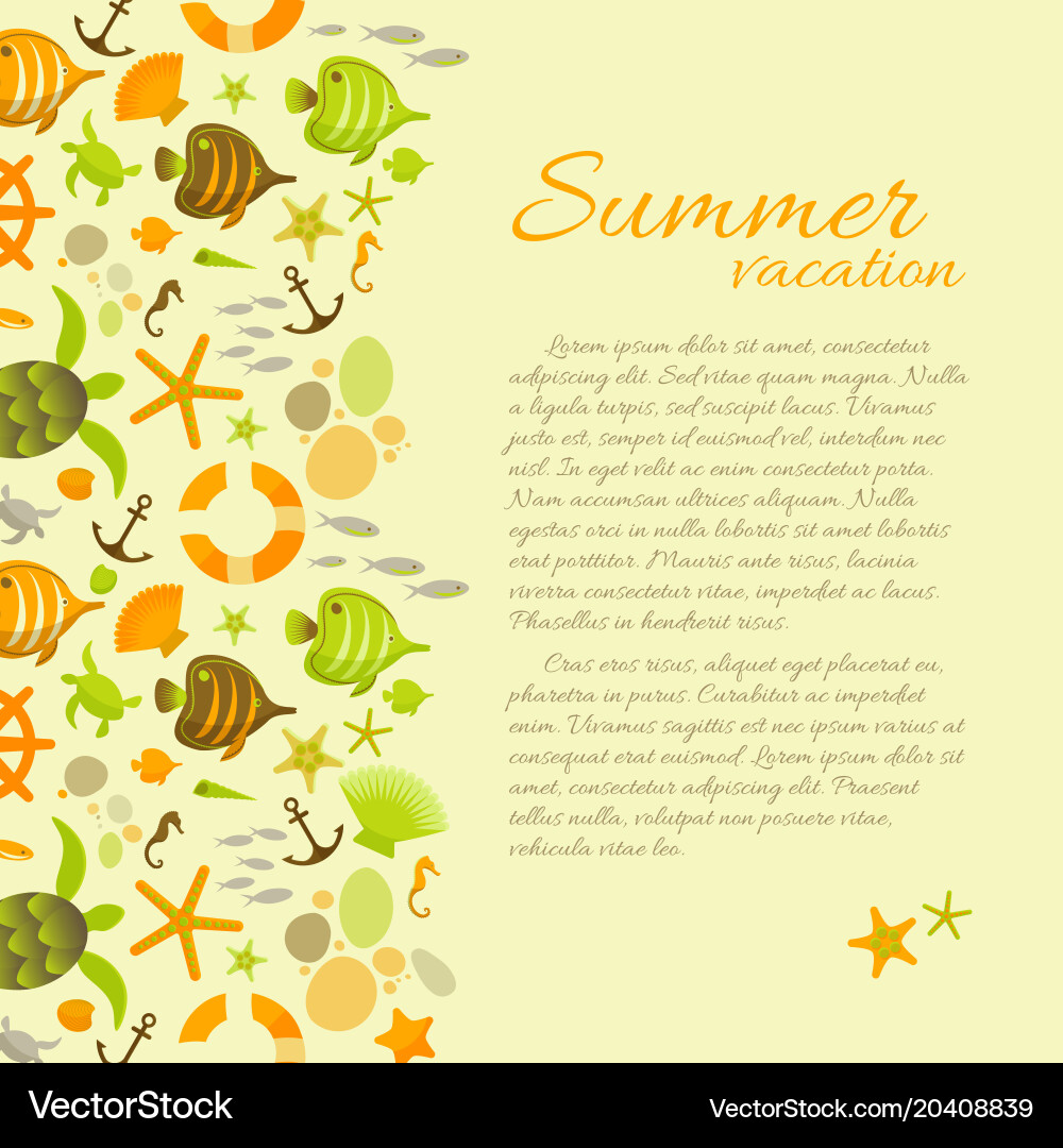 Summer background with text about vacation Vector Image