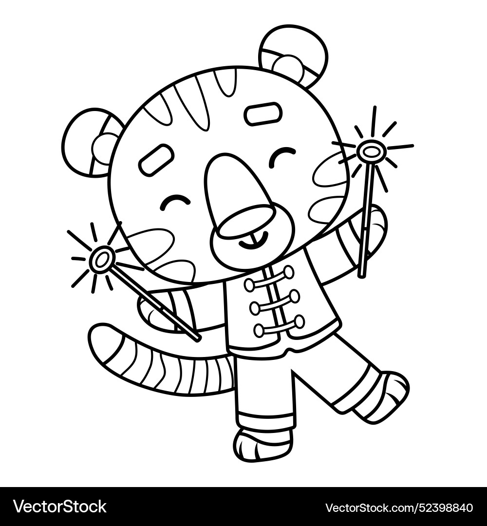 Coloring book for kids chinese new year tiger Vector Image
