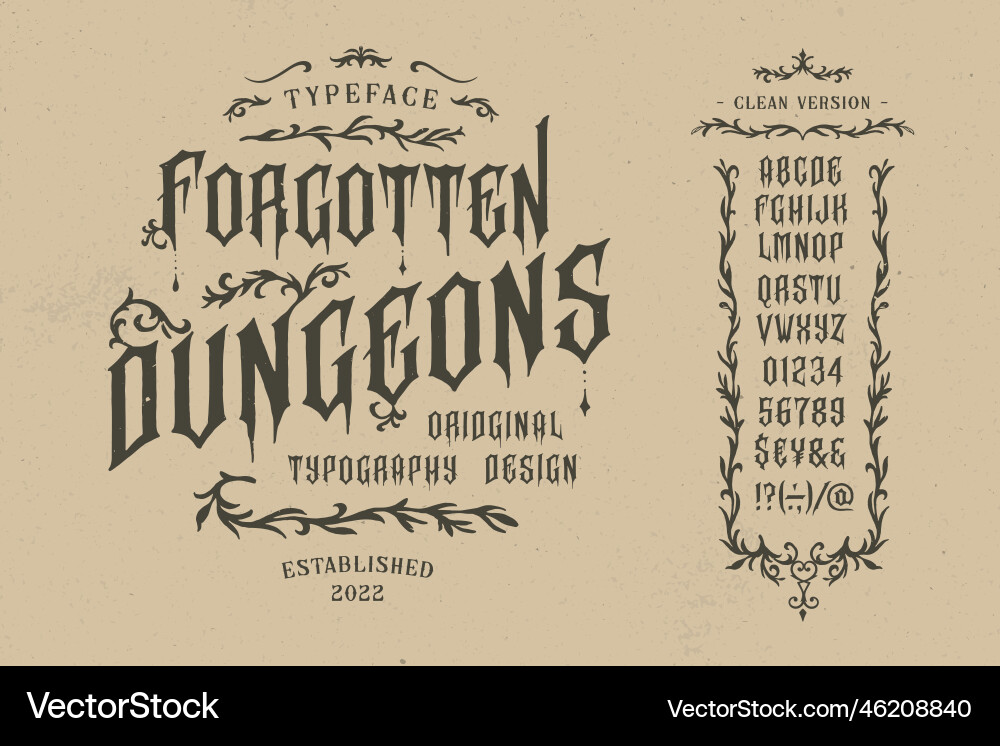Dungeon Font - Gothic Letter Set Royalty Free Vector Image