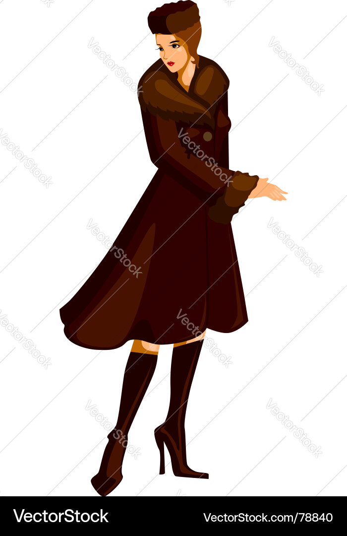 Elegant Woman in Fur Coat Royalty Free Vector Image